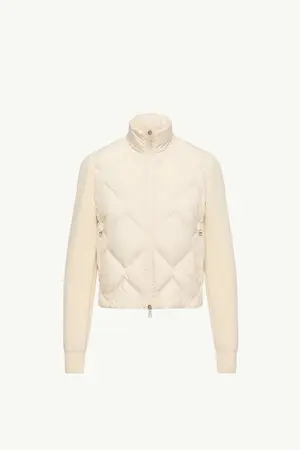 Moncler Wool & Cashmere Padded Zip-up Cardigan - White