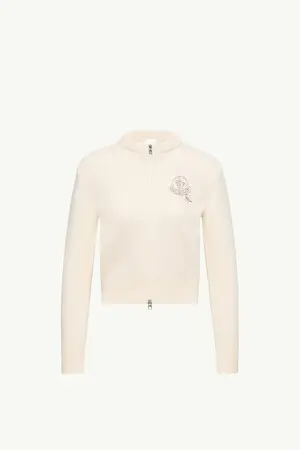Moncler Wool & Cashmere Blend Zip-up Cardigan - White