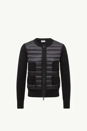 Moncler Padded Wool Zip-Up Cardigan Black