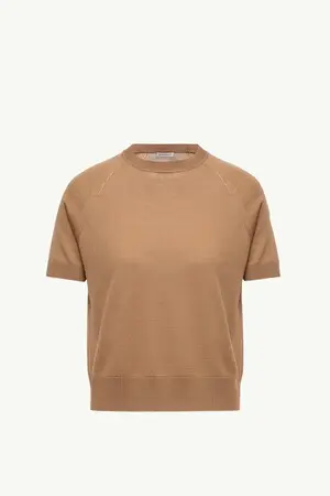 Moncler Short Sleeve Wool Sweater - Brown