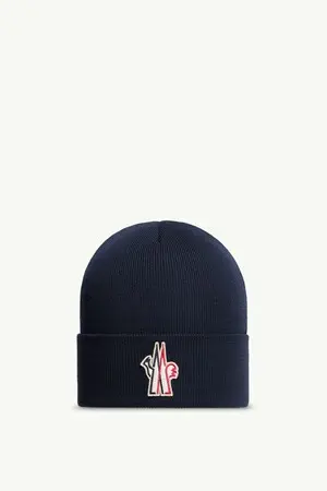 Moncler Logo  Wool Beanie Blue