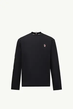 Moncler Logo Cotton Long Sleeve T-shirt - Black
