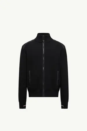 Moncler Wool Blend Padded Zip-up Cardigan - Black