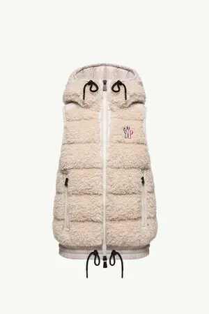Moncler Teddy Hooded Insulated Vest Beige