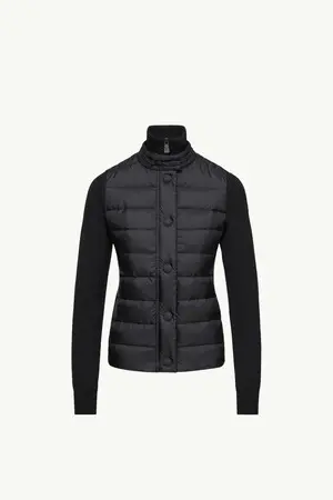 Moncler Padded Wool Blend Cardigan - Black