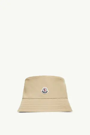 Moncler Cotton Blend Bucket Hat Beige