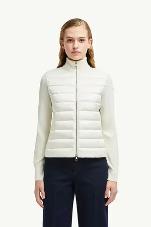 Moncler Padded Wool Zip-up Cardigan - White