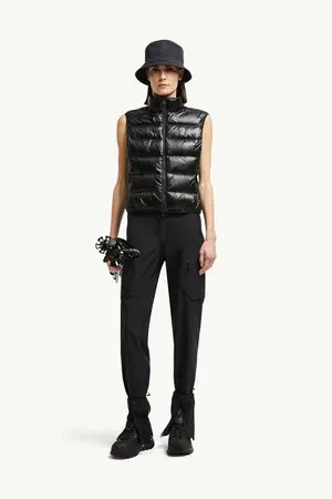 Moncler Padded Zip-up Jersey Vest - Black