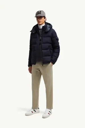 Moncler Montgenevre Hooded Wool Flannel Short Down Jacket - Blue