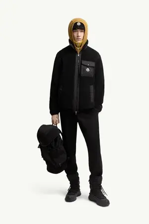 Moncler Teddy Zip-up Sweatshirt With Pocket - Black