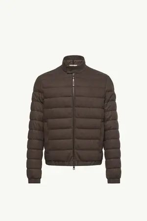 Moncler Luray Cashmere Blend Short Down Jacket Brown