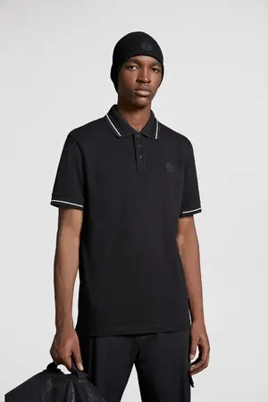 Moncler Logo Patch Polo Shirt - Black