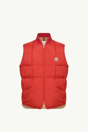 Moncler Elberton Square-Quilted Down Vest Red
