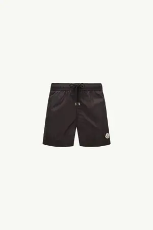 Moncler Logo Patch Swim Shorts Black