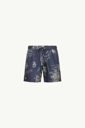Moncler Floral Print Swim Shorts - Blue