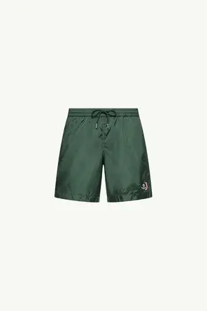 Moncler Logo Patch Swim Shorts Green