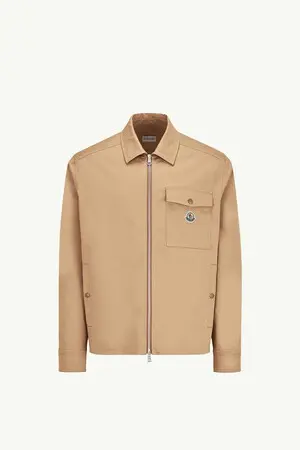 Moncler Cotton Blend Gabardine Shirt Jacket Beige