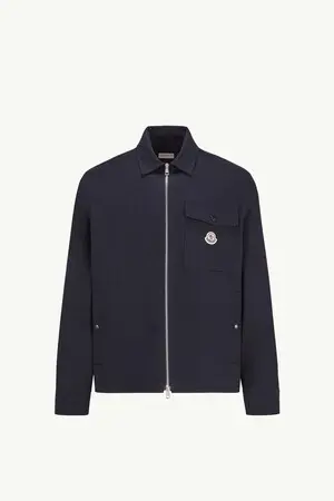 Moncler Cotton Blend Gabardine Shirt Jacket - Blue