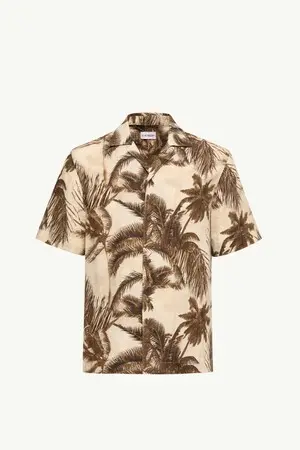 Moncler Cotton & Linen Blend Short Sleeve Shirt - Multicolor