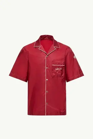 Moncler Embroidered Logo Short Sleeve Shirt - Red