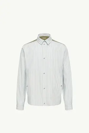 Moncler Striped Cotton Poplin Shirt - Blue