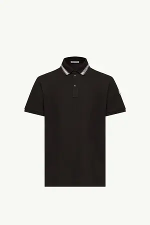 Moncler Cotton Piquet Polo Shirt - Black