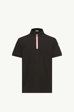 Moncler Tricolor-trimmed Cotton Polo Shirt - Black