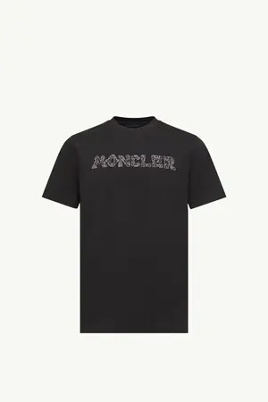 Moncler Space Embroidered Logo Cotton T-shirt - Black
