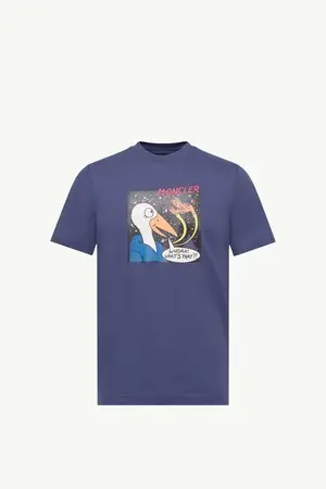 Moncler Space MonDuck Cotton T-Shirt Blue