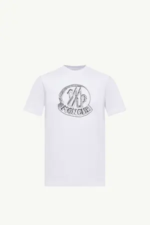 Moncler Sketch Embroidered Logo Cotton T-shirt - White