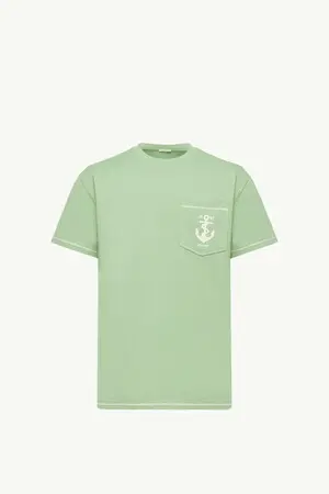 Moncler Embroidered Anchor Cotton T-shirt - Green