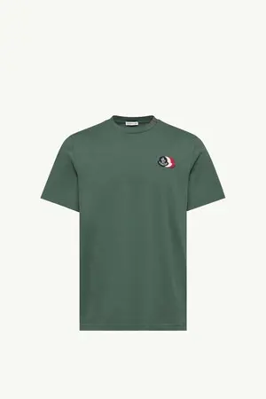 Moncler Embroidered Tricolor Logo Cotton T-shirt - Green