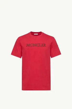Moncler Logo Print Cotton T-Shirt Red