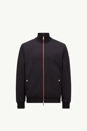 Moncler Tricolor-trimmed Cotton Zip-up Sweatshirt - Blue