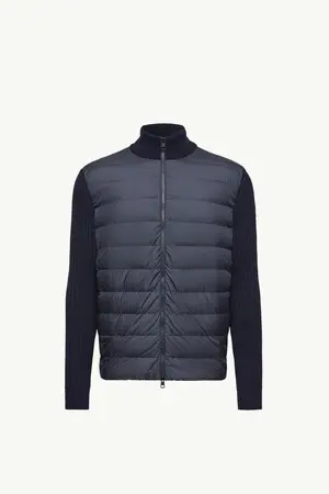 Moncler Padded Wool Zip-up Cardigan - Blue