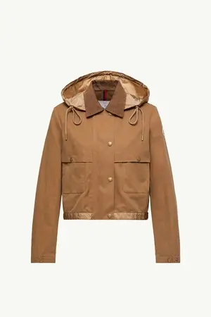 Moncler Aconitum Hooded Cotton & Linen Blend Shirt Jacket - Brown