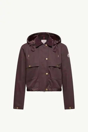 Moncler Aconitum Hooded Cotton & Linen Blend Shirt Jacket - Red