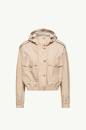 Moncler Carex Hooded Cotton Blend Poplin Jacket - Beige