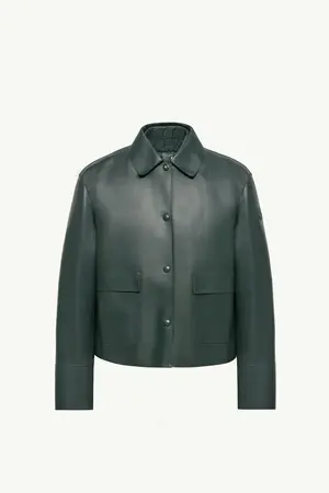 Moncler Haricot 3-in-1 Leather Down Shirt Jacket - Green