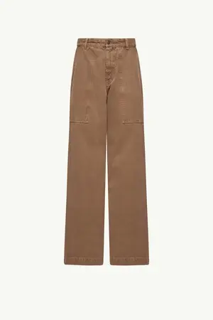 Moncler Leather Logo Cotton Pants - Brown