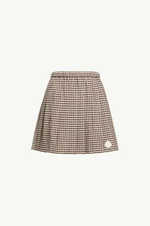 Moncler Vichy Cotton Blend Pleated Mini Skirt - Multicolor