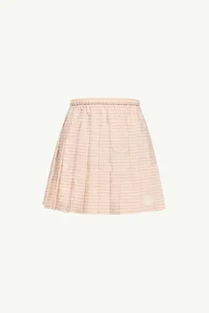 Moncler Vichy Cotton Blend Pleated Mini Skirt Pink