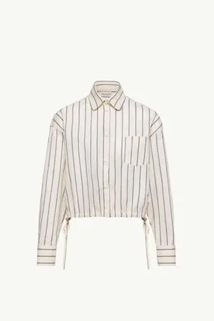 Moncler Striped Cotton & Silk Long Sleeve Shirt - White