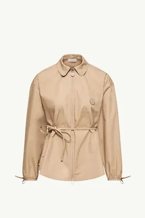 Moncler Cotton Poplin Zip-up Shirt Jacket - Beige