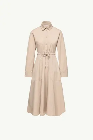 Moncler Poplin Midi Shirt Dress - Beige