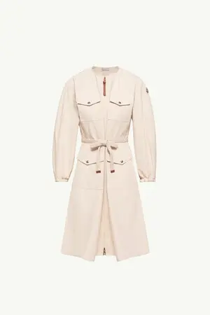 Moncler Pleated Poplin Dress - Beige