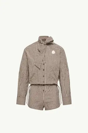 Moncler Vichy Romper With Bow - Brown