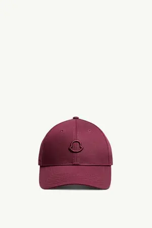 Moncler Logo Cotton Gabardine Baseball Cap Red
