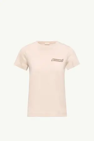 Moncler Logo Cotton T-shirt - Beige