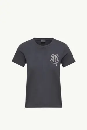 Moncler Embroidered Logo Cotton T-shirt - Blue
